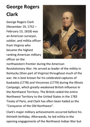 George Rogers Clark Handout | Teaching Resources