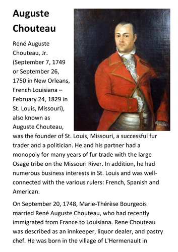 Auguste Chouteau Handout | Teaching Resources