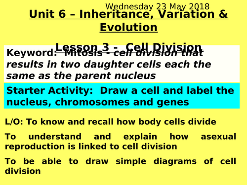 NEW AQA 9-1 TRILOGY - UNIT 6 - INHERITANCE, VARIATION AND EVOLUTION ...