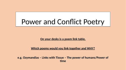 Power and Conflict Poetry Revision | Teaching Resources