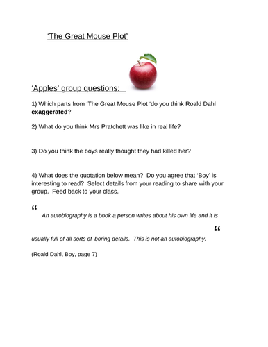 'Boy' by Dahl | Teaching Resources