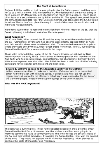 The Night of Long Knives (Importance) | Teaching Resources