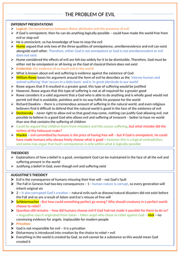 Problem of Evil - OCR Religious Studies A Level | Teaching Resources