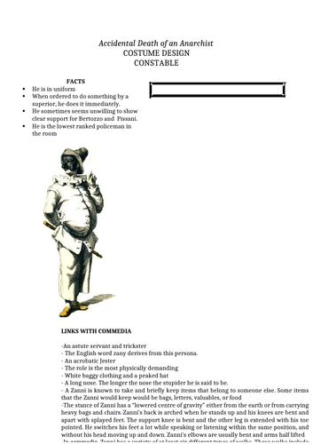 Accidental Death of an Anarchist Costume Designs | Teaching Resources