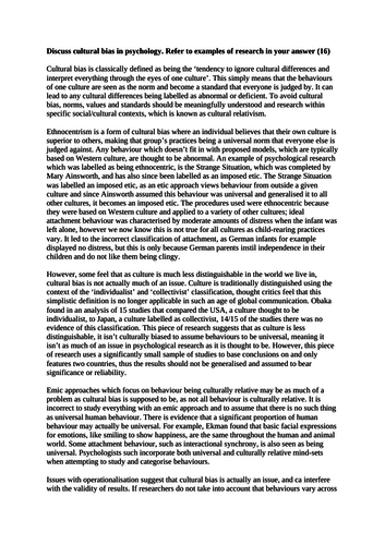A-level AQA Psychology Issues and Debates: Cultural Bias in Psychology ...
