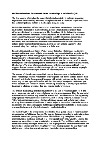 A-level AQA Psychology Relationships: Virtual relationships 16 mark ...