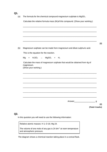 GCSE AQA Quantitative Chemistry Revision Worksheets | Teaching Resources