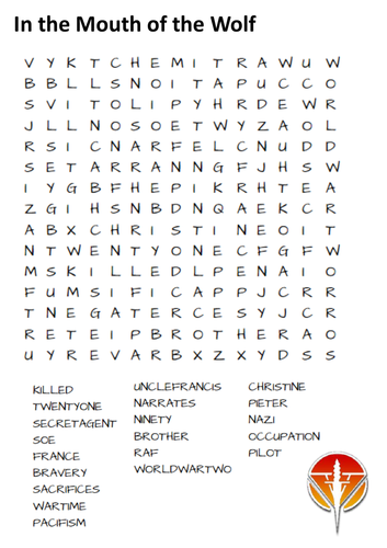 In the Mouth of the Wolf Word Search | Teaching Resources