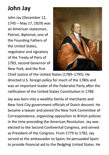 John Jay Handout | Teaching Resources