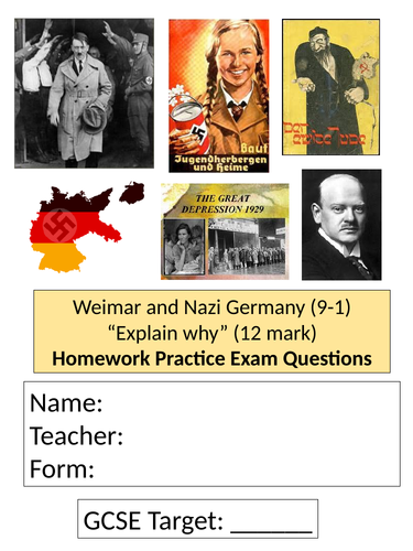 Edexcel 9-1 History Weimar and Nazi Germany 12 Mark Question Booklet ...