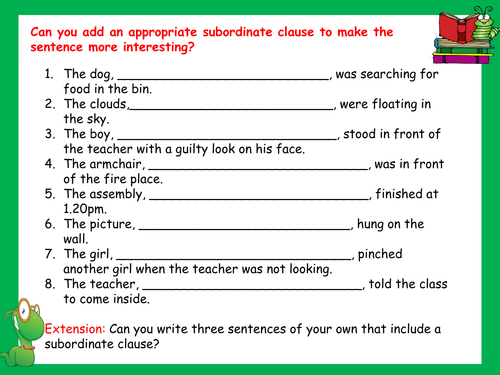 Subordinate Clauses | Teaching Resources