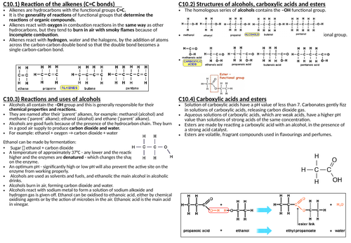 GCSE: Chemistry, Organic Chemirsty NOTES | Teaching Resources