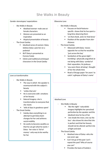 She Walks in Beauty and The Great Gatsby AQA English Literature A Level ...