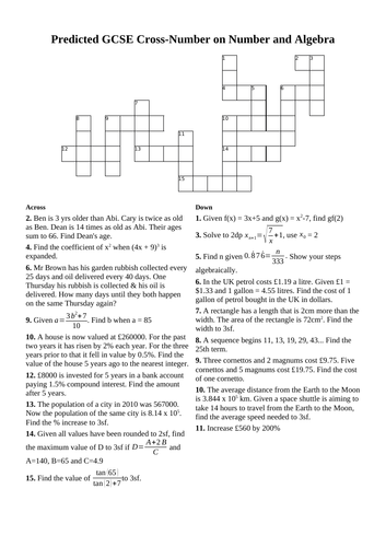 GCSE Maths Cross-number (2018) - Higher Number and Algebra | Teaching ...