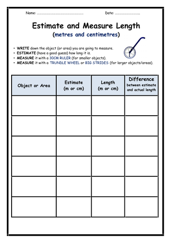 Measuring Different Objects (m and cm) | Teaching Resources