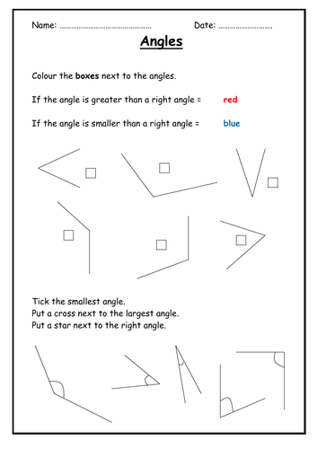 Right angles worksheet | Teaching Resources