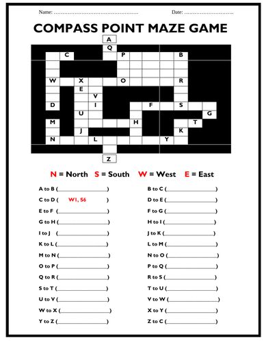 Compass Points - Maze Game | Teaching Resources