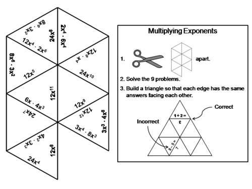 Multiplying Exponents Game: Math Tarsia Puzzle | Teaching Resources