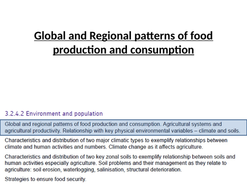 Global patterns of food production and agricultural systems | Teaching ...