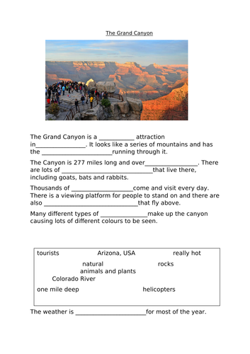 Grand Canyon (fill the blanks) | Teaching Resources