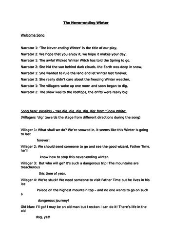 Christmas play The Never-ending Winter | Teaching Resources