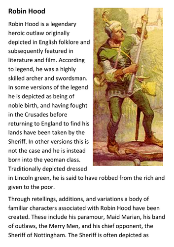 Robin Hood Handout | Teaching Resources
