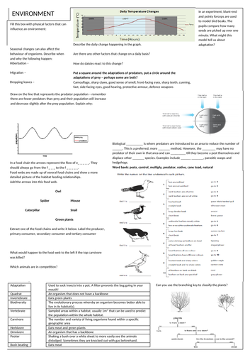 KS3 Environment Revision Sheet | Teaching Resources