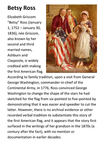 Betsy Ross Handout | Teaching Resources