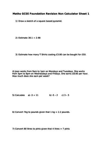 GCSE Foundation Mathematics Revison Booklets | Teaching Resources GCSE Foundation Mathematics Revison Booklets | Teaching Resources