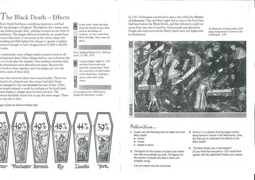 Black Death Impact lesson, to prepare for extended writing or ...