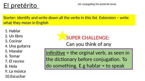 The Preterite Tense (regular AR verbs) | Teaching Resources