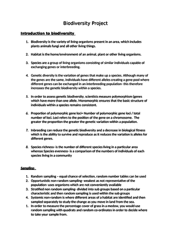 Biodiversity Project | Teaching Resources