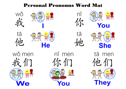 Personal Pronoun_Word Mat in Mandarin Chinese by feitiannvh520 ...