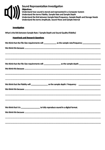 [GCSE] Sound Representation Activity Sheet | Teaching Resources