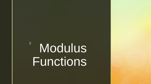 Modulus Functions Powerpoint Teaching Resources