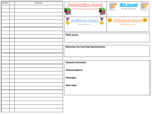 Whole class book marking feedback sheet | Teaching Resources Whole class book marking feedback sheet | Teaching Resources