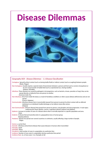 Disease Dilemmas - OCR Geography A-level | Teaching Resources Disease Dilemmas - OCR Geography A-level | Teaching Resources