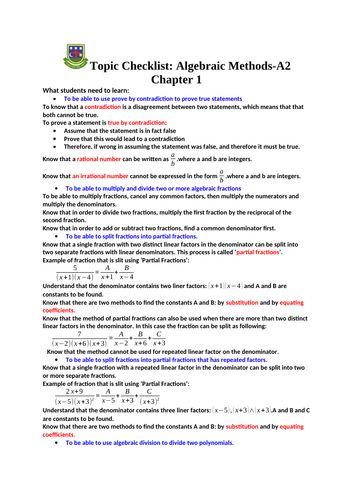 Pure Mathematics A2 New Curriculum | Teaching Resources