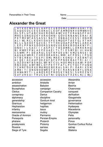 Word Search - Alexander the Great | Teaching Resources