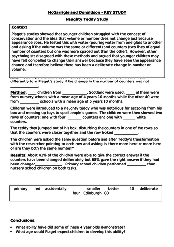 AQA GCSE NEW SPEC - Development - McGarrigle and Donaldson's Naughty ... AQA GCSE NEW SPEC - Development - McGarrigle and Donaldson's Naughty ...
