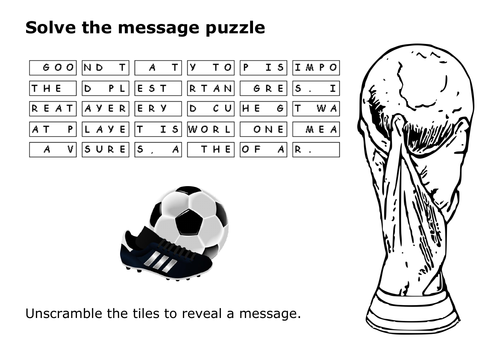 Solve the message puzzle about the World Cup | Teaching Resources