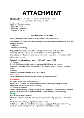 Attachment - AQA A-Level Psychology | Teaching Resources Attachment - AQA A-Level Psychology | Teaching Resources