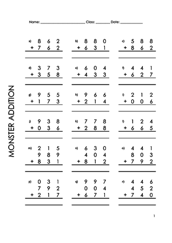 Triple Digit Addition Worksheets Volume One | Teaching Resources