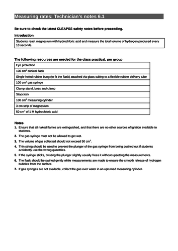 2019 GCSE AQA Chemistry unit 6: Rates of Reaction: Measuring rates ...
