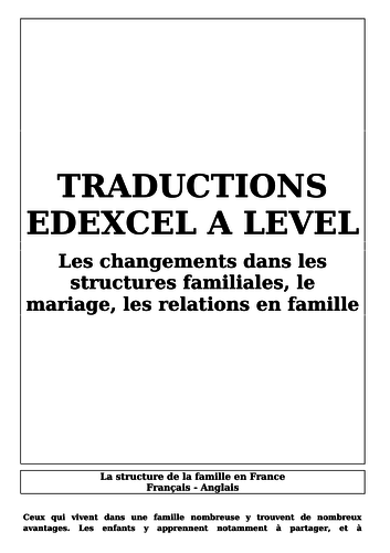 A Level translation booklet - La structure familiale, le mariage, les ...