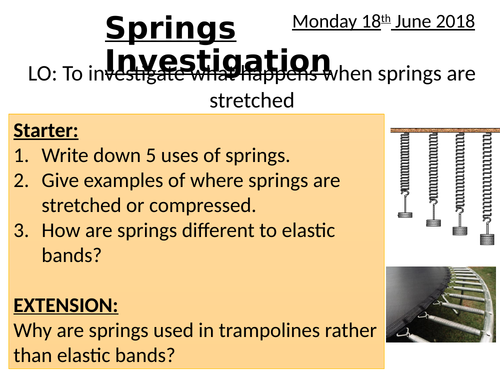 Hooke's Law - Springs Investigation | Teaching Resources