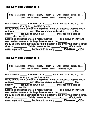 Eduqas (new spec) Euthanasia | Teaching Resources