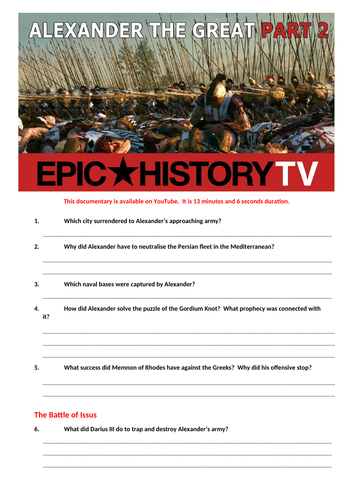 Epic History. Alexander the Great Part 2 | Teaching Resources