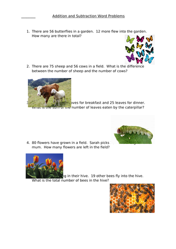 Addition and Subtraction word problems | Teaching Resources
