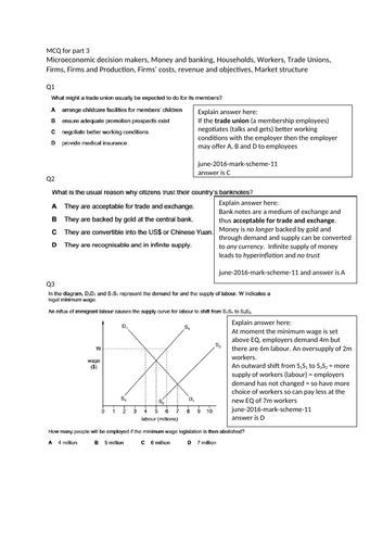 CIE 2020-2022 iGCSE Economics, microeconomy, banks, households, workers ...